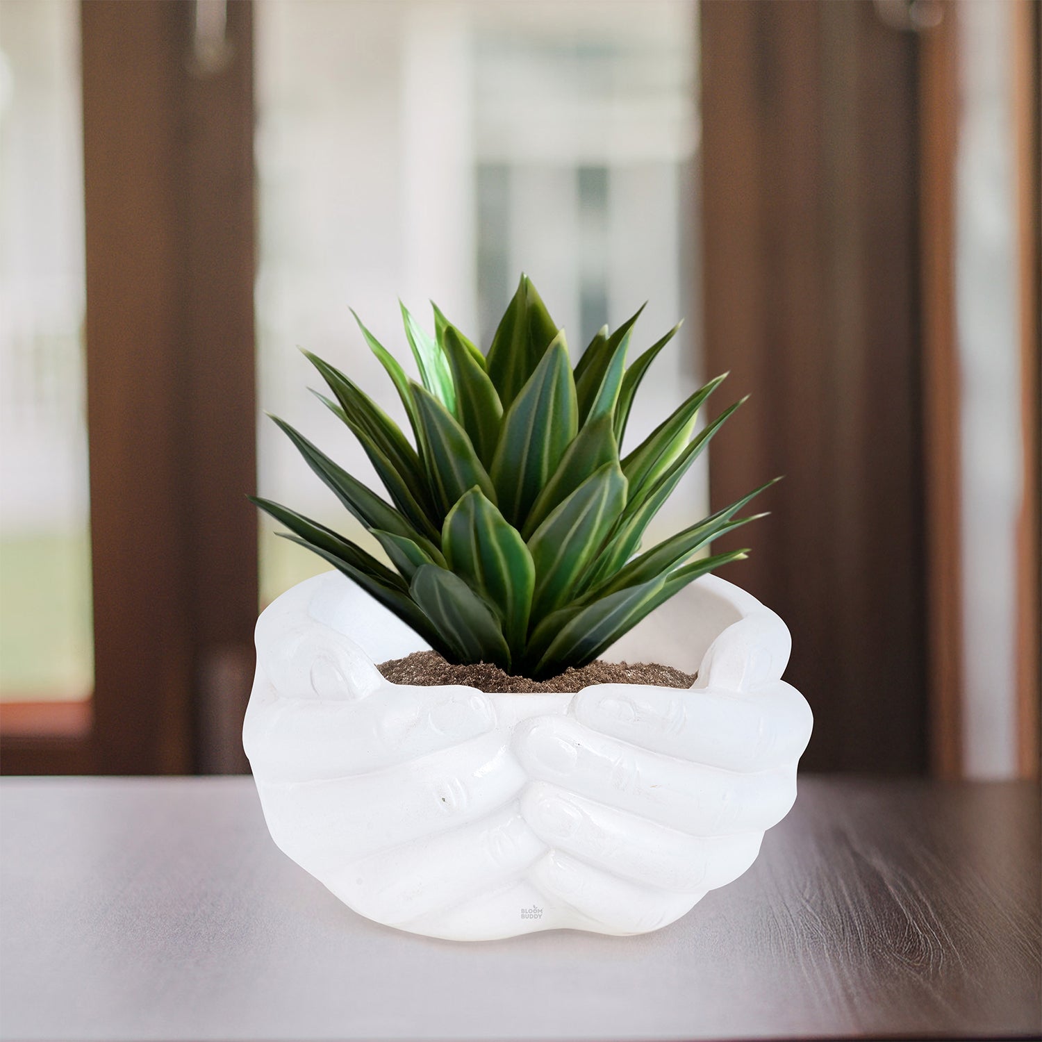 Bloom Buddy White Ceramic Hand Planter Pot for Indoor Plants | Decorat ...